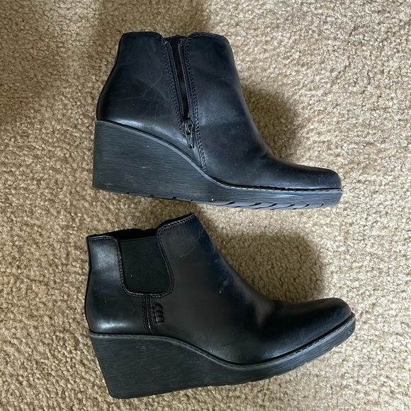 Clarks | Shoes | Clarks Black Wedge Booties 75 | Poshmark